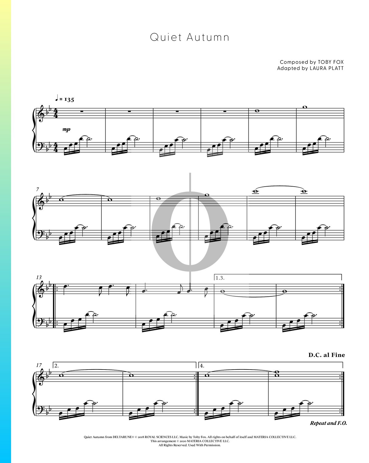 Quiet Autumn (Toby Fox) Piano Sheet Music - OKTAV