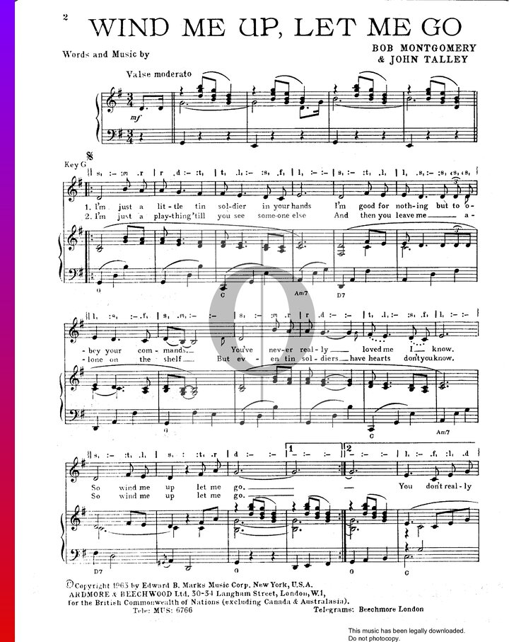 Wind Me Up, Let Me Go door Cliff Richard | piano bladmuziek (Piano ...