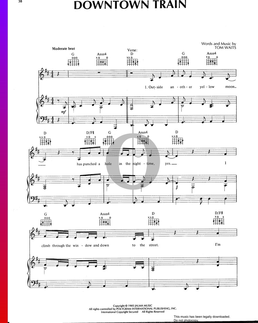 Downtown Train (Rod Stewart) Piano Sheet Music - OKTAV