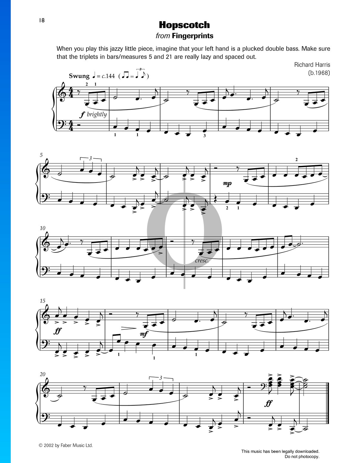 Hopscotch (Richard Harris) Piano Sheet Music - OKTAV