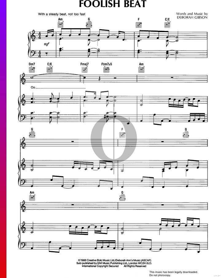 Foolish Beat (Deborah Gibson) Piano Sheet Music - OKTAV