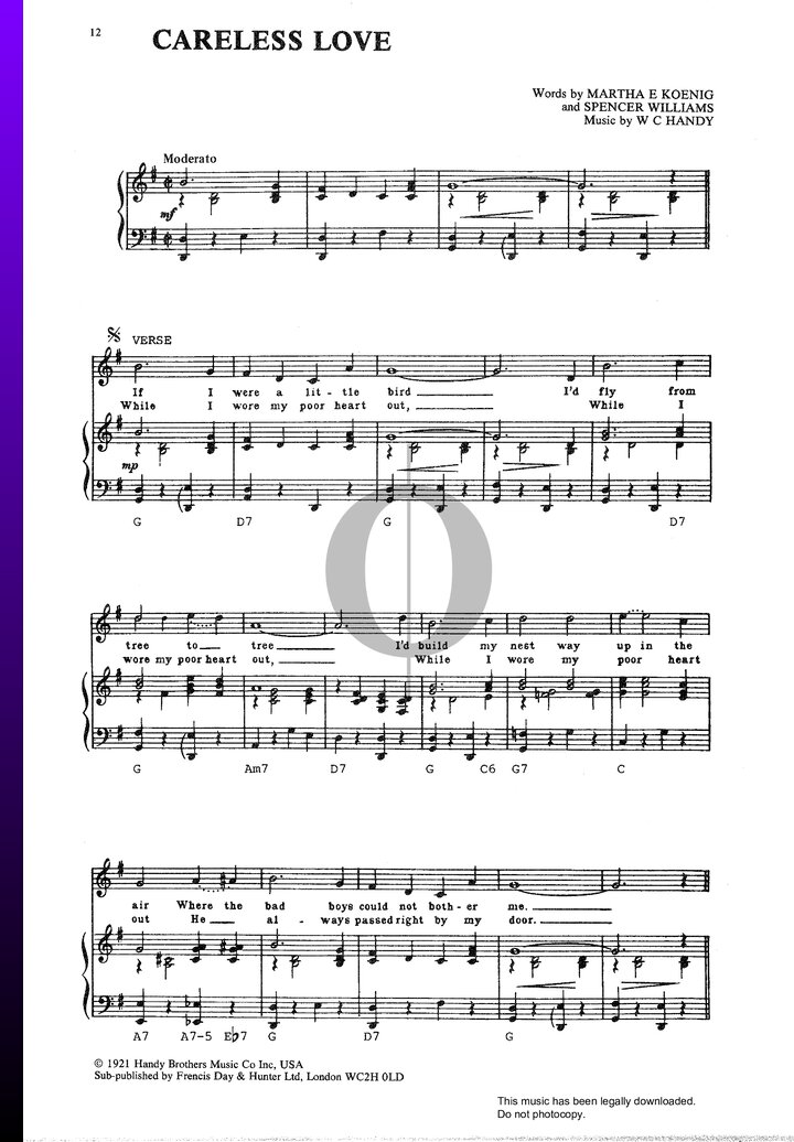 Careless Love » Nat King Cole - Partitions de piano - OKTAV