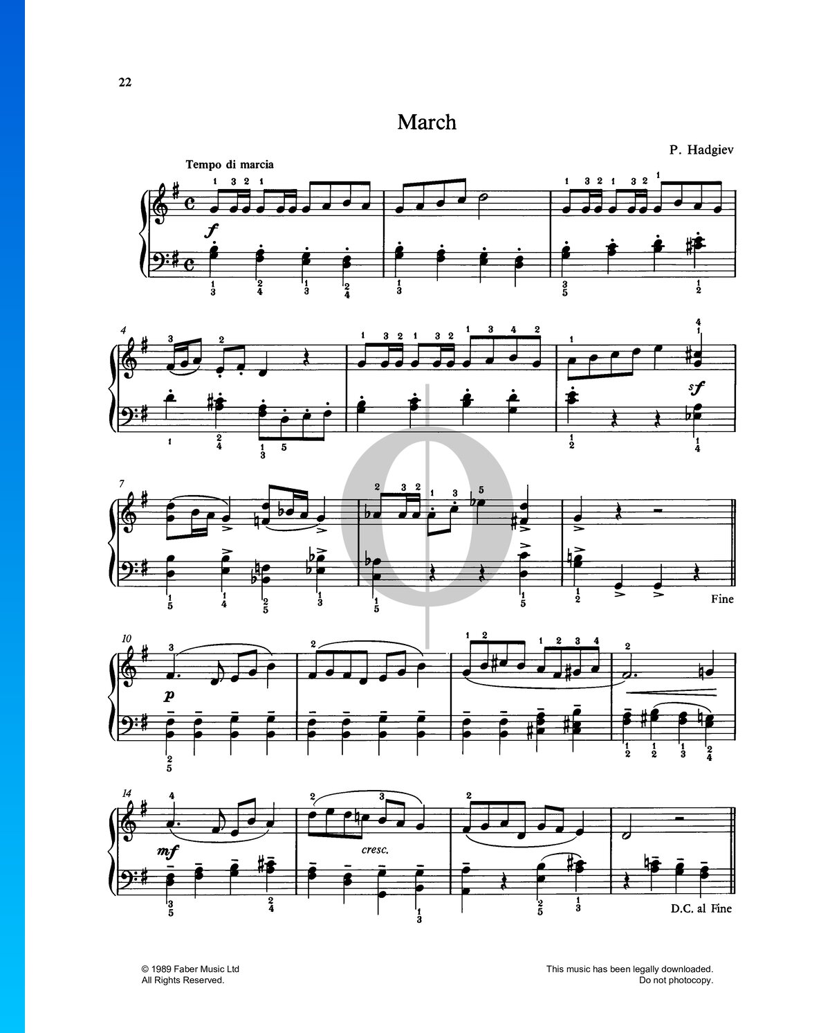 March (Parashkev Hadjiev) Piano Sheet Music - OKTAV