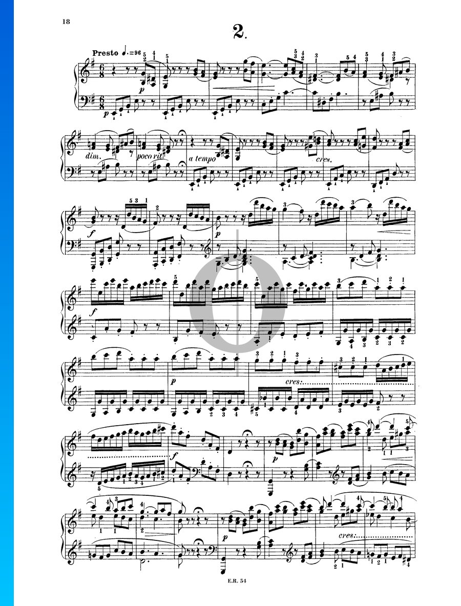 Sonate in e-Moll, Hob XVI: 34 Klaviernoten (Franz Joseph Haydn) - OKTAV