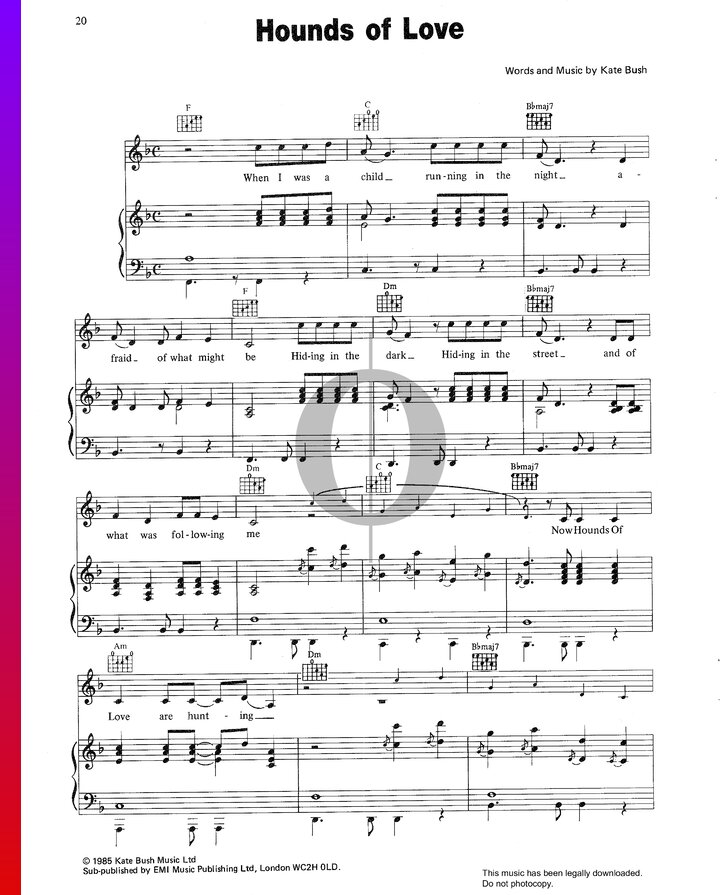 Hounds Of Love (Kate Bush) Piano Sheet Music - OKTAV