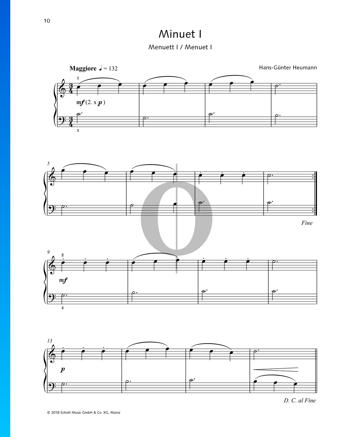 Minuet I (Hans-Günter Heumann) Piano Sheet Music - OKTAV