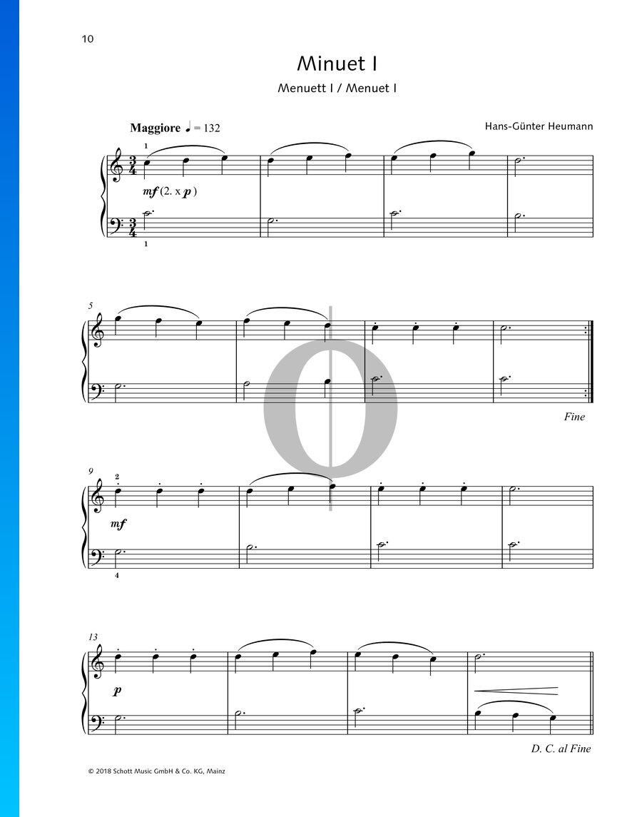 Minuet I (Hans-Günter Heumann) Piano Sheet Music - OKTAV