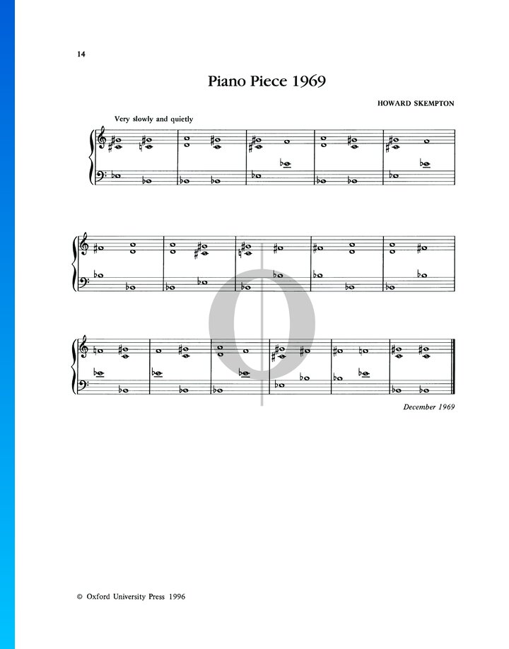 Piano Piece 1969 (Howard Skempton) Piano Sheet Music - OKTAV