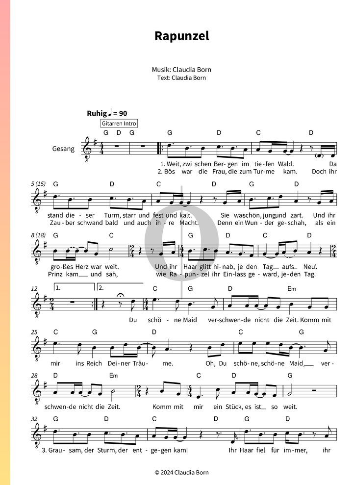 Rapunzel di Claudia Born - Spartiti per pianoforte - OKTAV