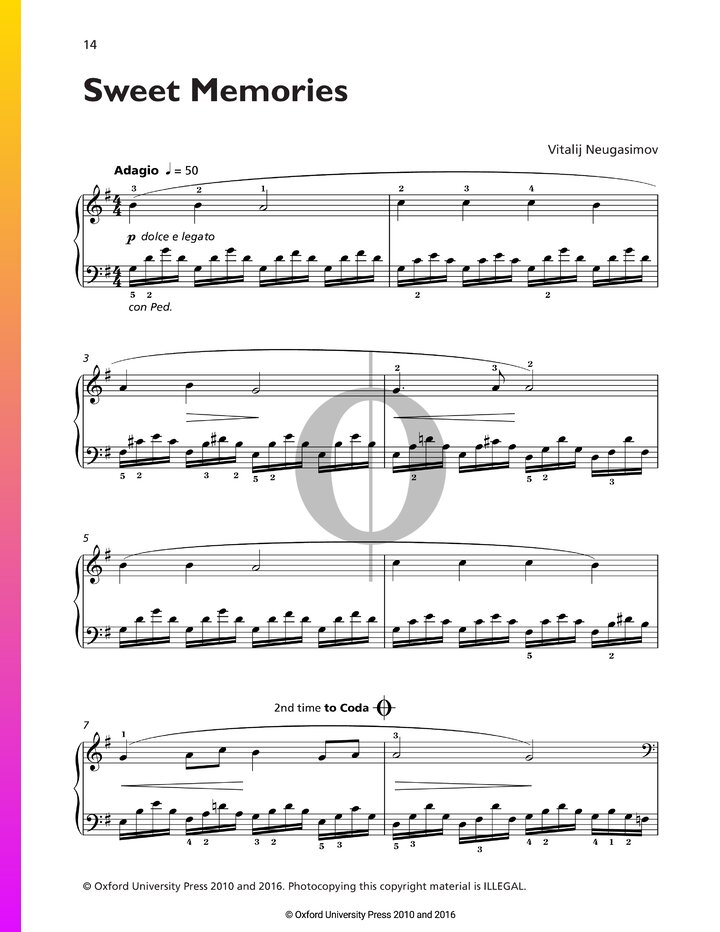 Sweet Memories (Vitalij Neugasimov) Piano Sheet Music - OKTAV