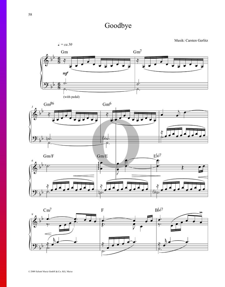 Goodbye (Carsten Gerlitz) Piano Sheet Music - OKTAV