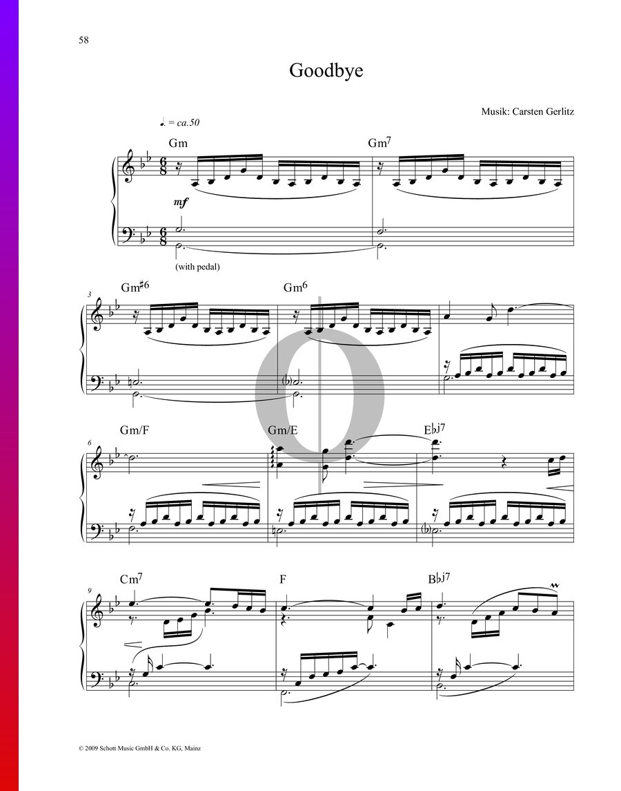 Goodbye (Carsten Gerlitz) Piano Sheet Music - OKTAV