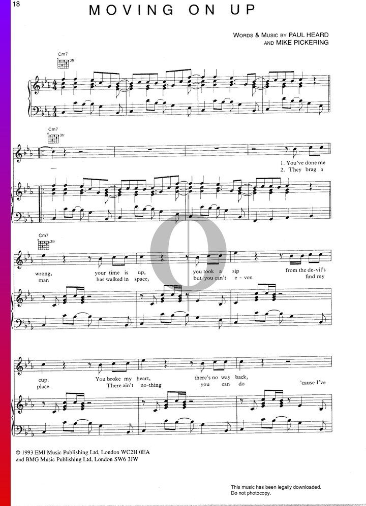 Moving On Up » M People - Partitions de piano - OKTAV