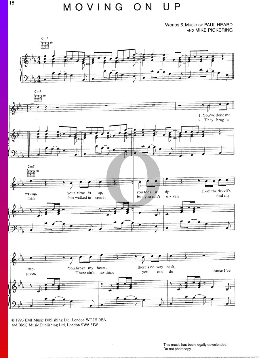 Moving On Up (M People) Piano Sheet Music - OKTAV