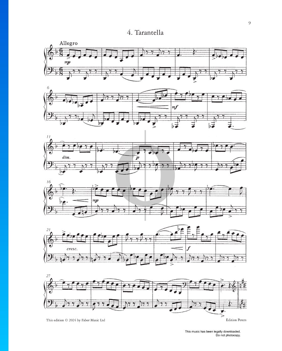 Tarantella, Op. 65 No. 4 » Sergei Prokofiev - Partituras de piano - OKTAV