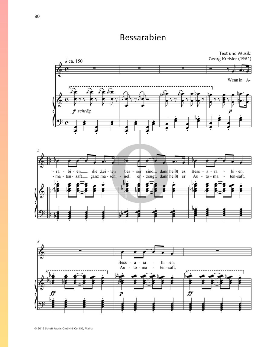 Bessarabien (Georg Kreisler) Piano Sheet Music - OKTAV
