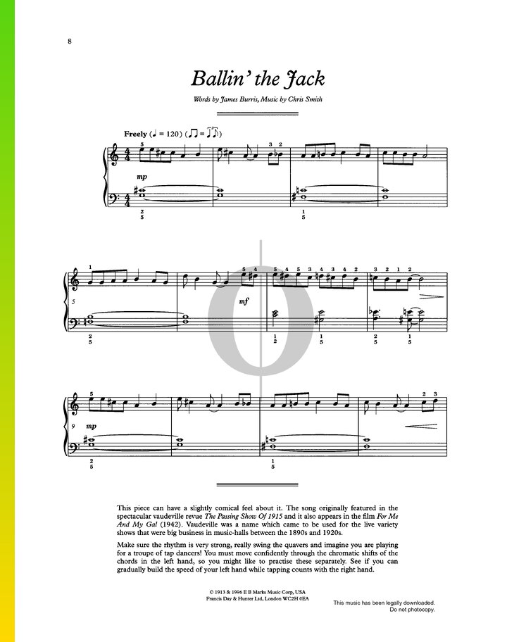 Ballin' The Jack (Gene Kelly, Judy Garland) Piano Sheet Music - OKTAV