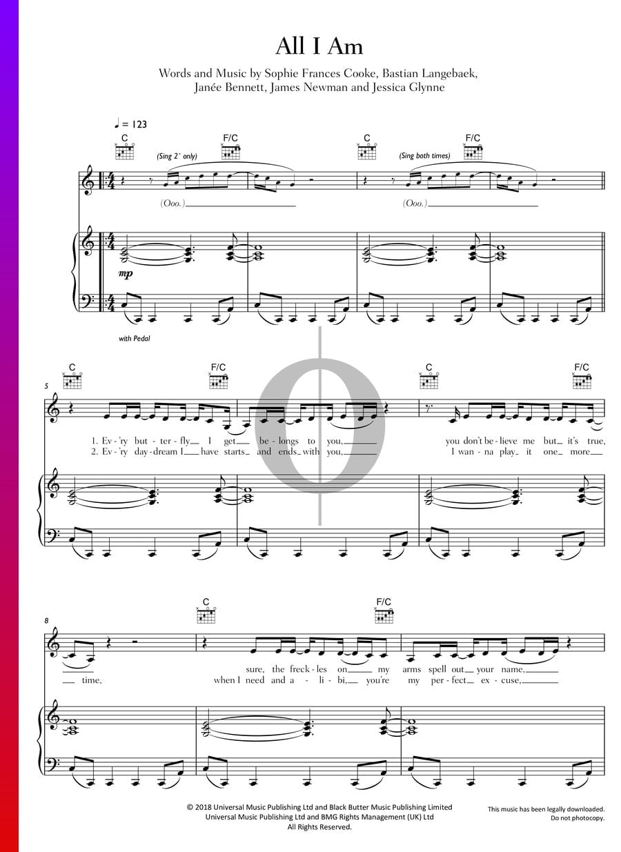 All I Am (Jess Glynne) Piano Sheet Music - OKTAV