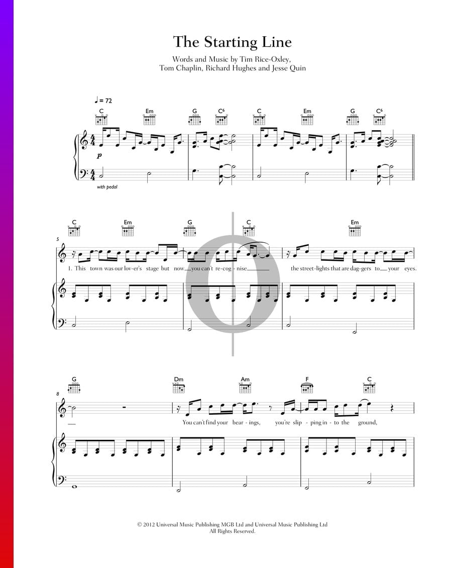 The Starting Line (Keane) Piano Sheet Music - OKTAV