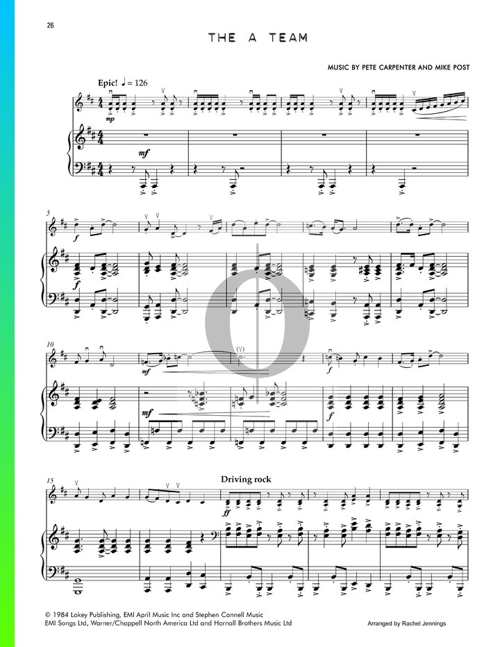 The A-Team Theme Piano Sheet Music from by Pete Carpenter, Mike Post ...