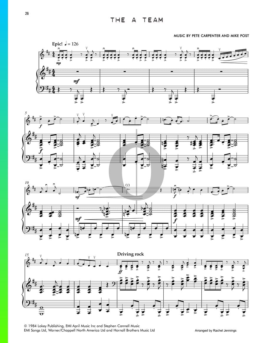 The A-Team Theme Piano Sheet Music from by Pete Carpenter, Mike Post ...