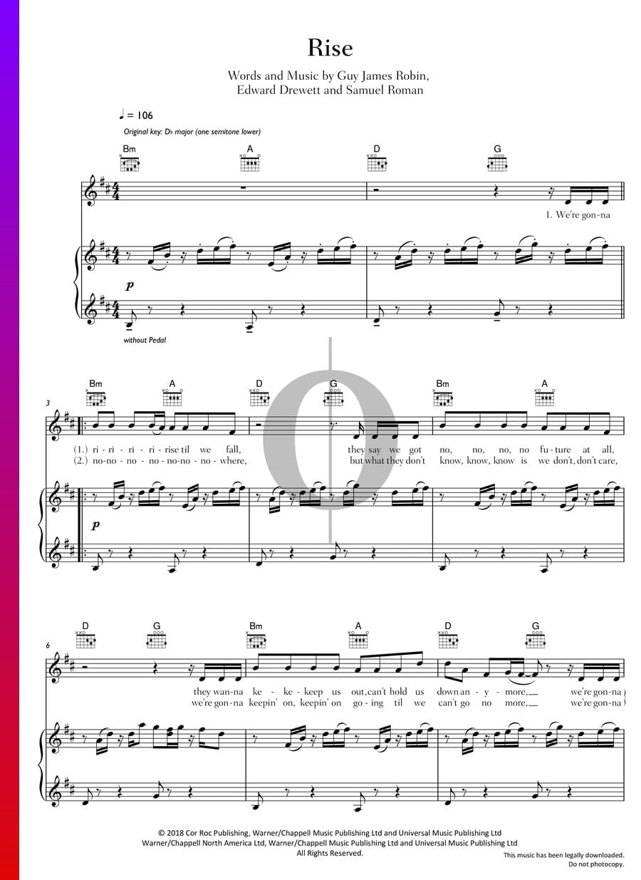 Rise (Jack & Jack, Jonas Blue) Piano Sheet Music - OKTAV