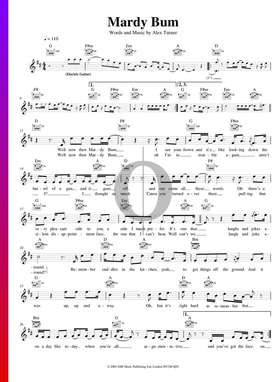 Mardy Bum (Arctic Monkeys) Piano Sheet Music - OKTAV