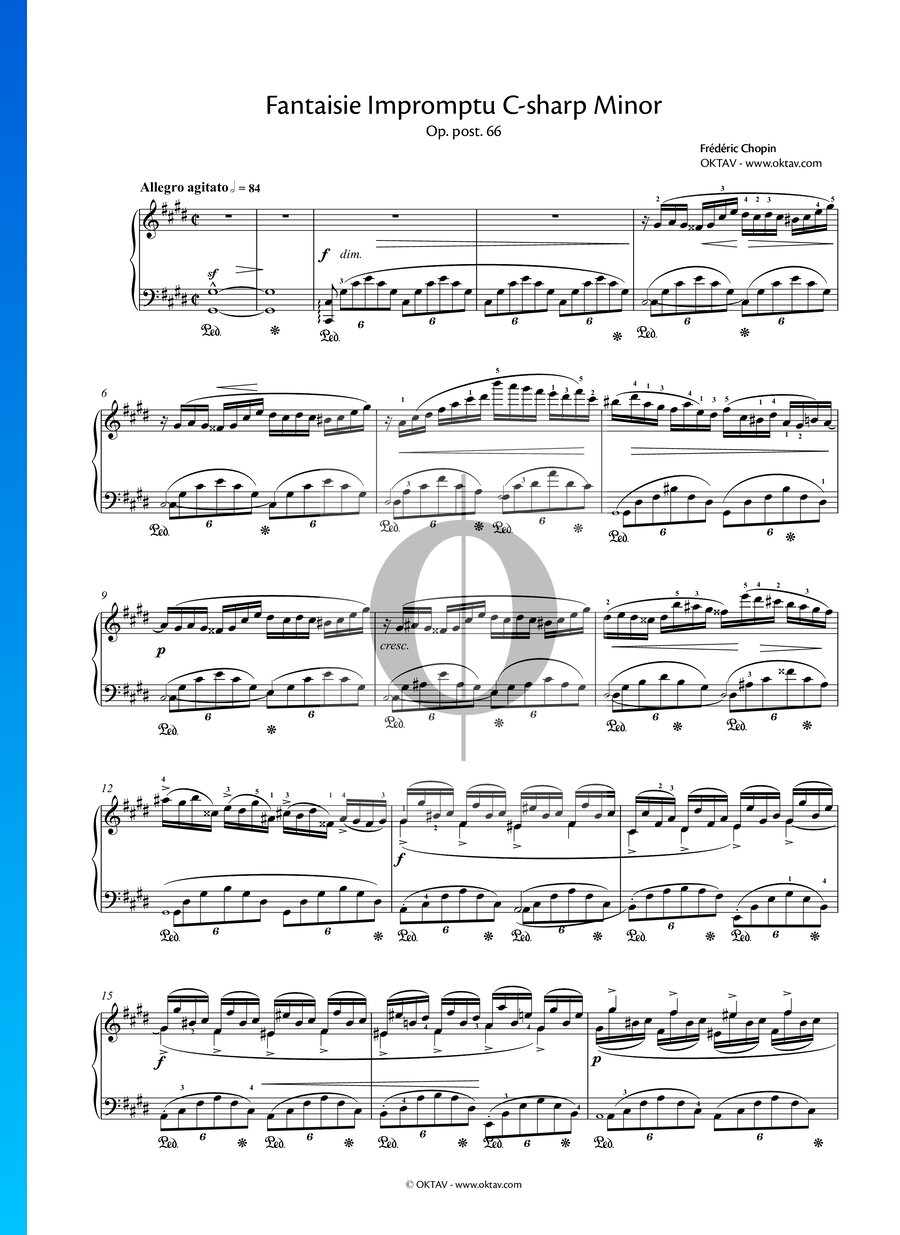 Fantaisie Impromptu C-sharp Minor, Op. post. 66 (Frédéric Chopin) Piano Sheet Music - OKTAV