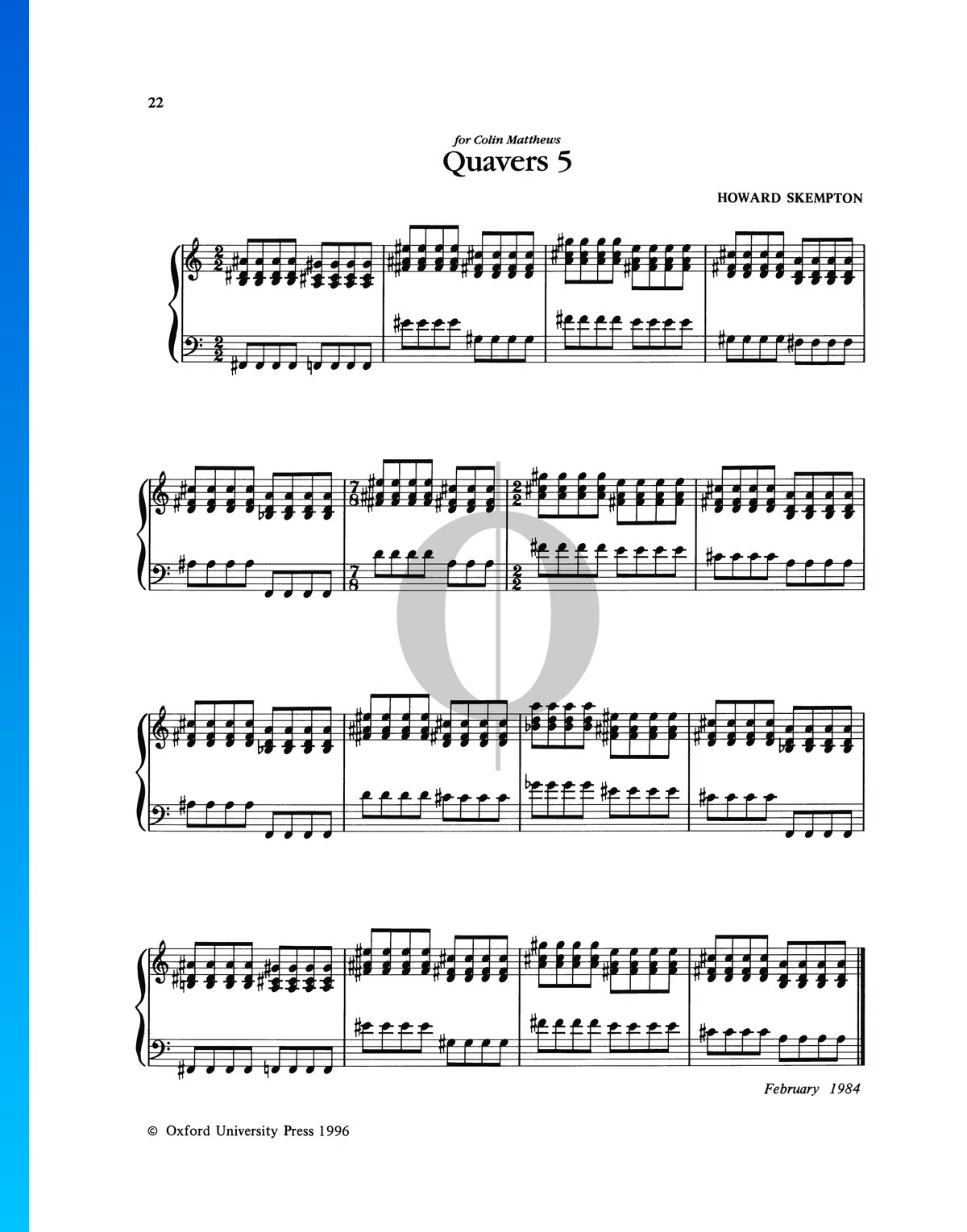 Quavers 5 (Howard Skempton) Piano Sheet Music - OKTAV