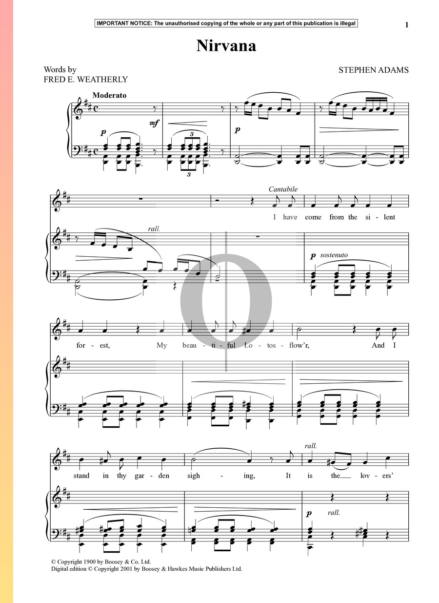 Nirvana (Stephen Adams) Piano Sheet Music - OKTAV