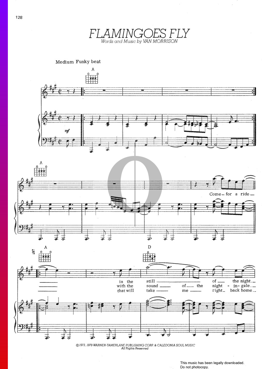 Flamingos Fly (Van Morrison) Piano Sheet Music - OKTAV