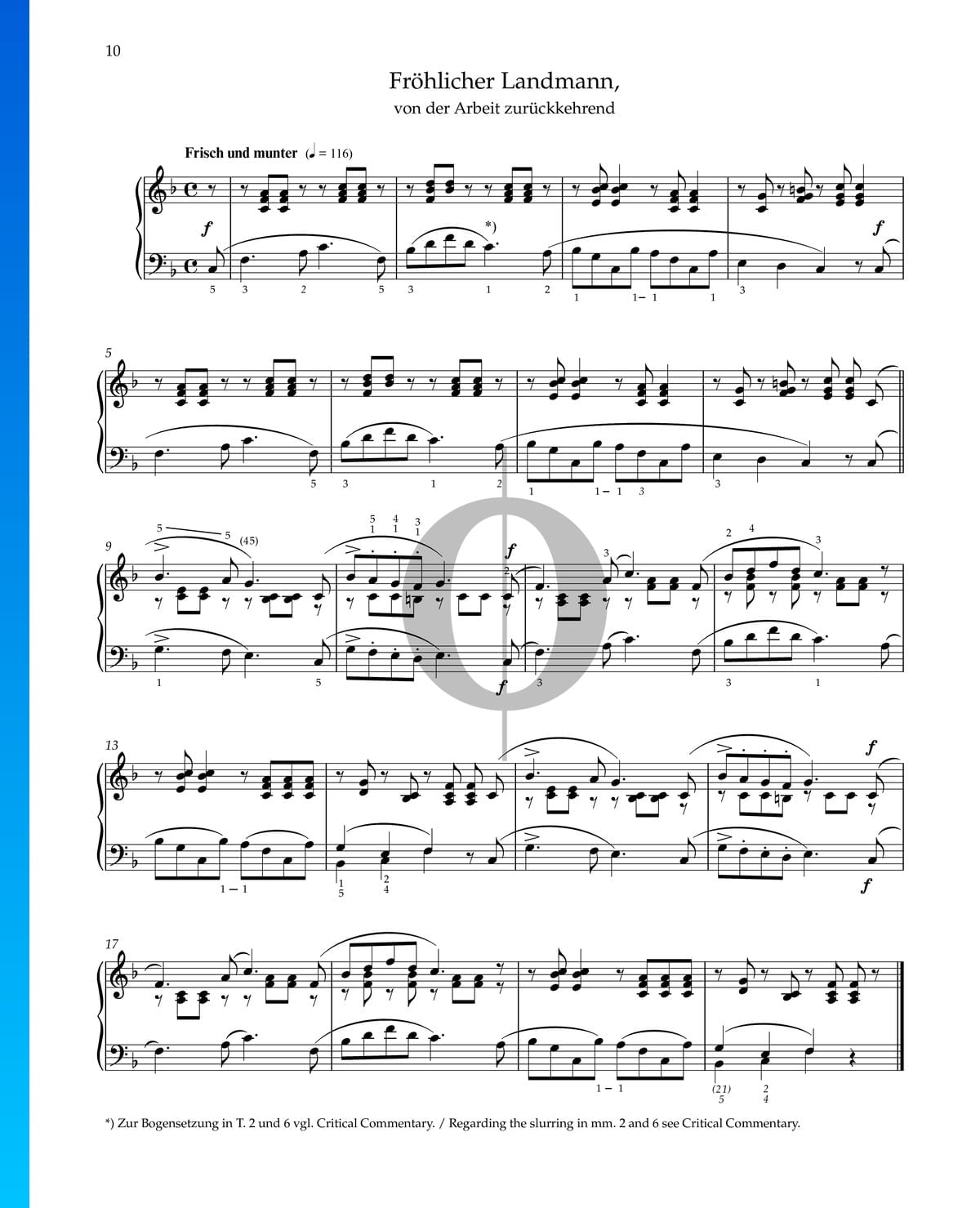 The Happy Farmer, Op. 68 No. 10 (Robert Schumann) Piano Sheet Music - OKTAV