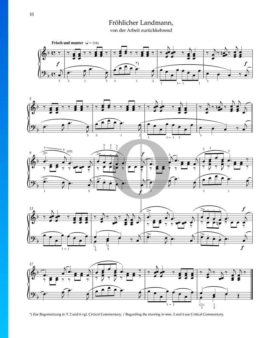 The Happy Farmer, Op. 68 No. 10 (Robert Schumann) Piano Sheet Music - OKTAV