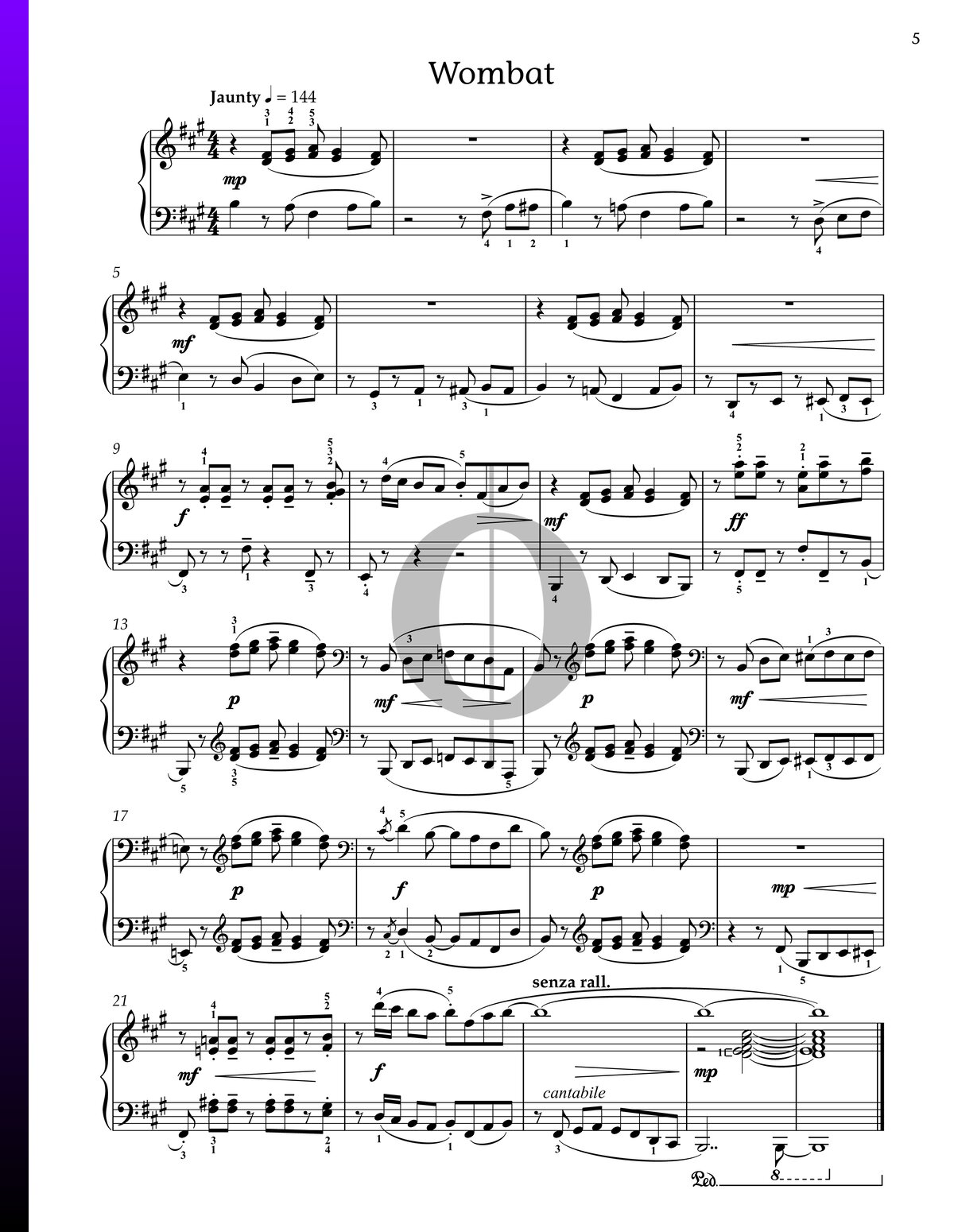 Wombat (Elissa Milne) Piano Sheet Music - OKTAV