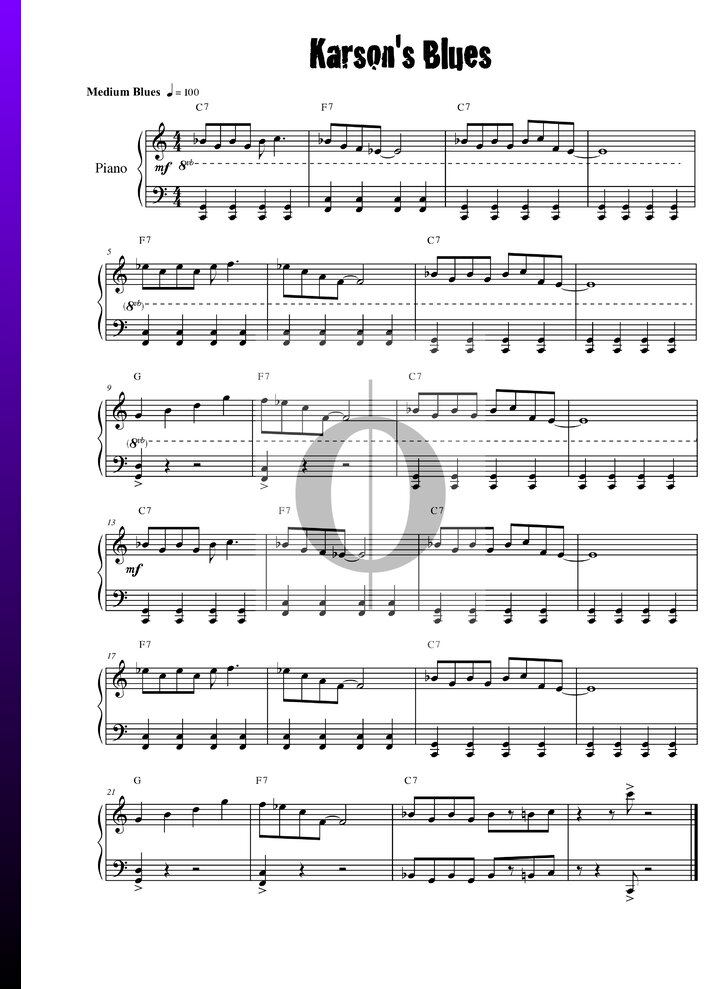 Karson's Blues (Jacob Koller) Piano Sheet Music - OKTAV