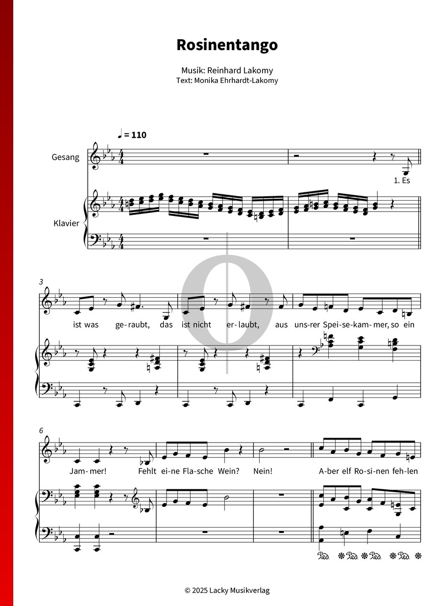 Rosinentango (Reinhard Lakomy) Piano Sheet Music - OKTAV