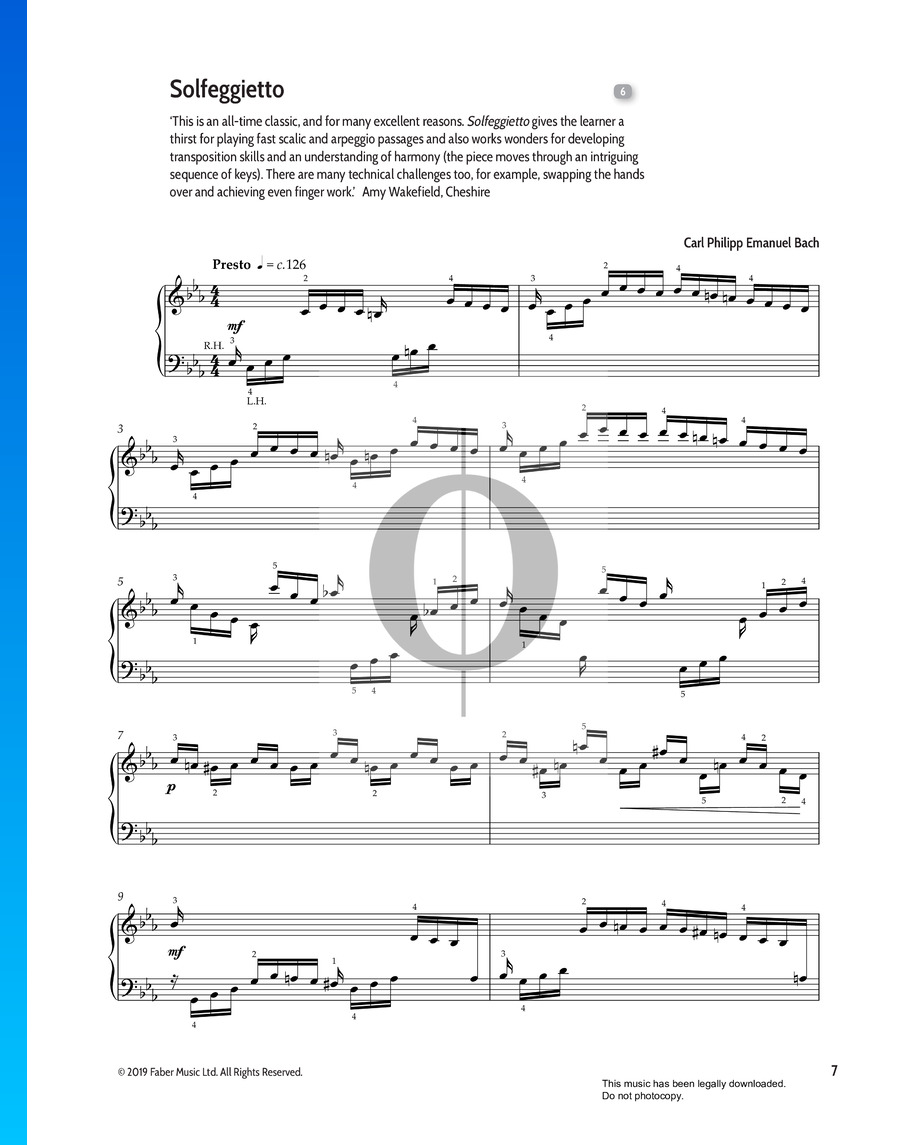 Solfeggietto C Minor, H.220 (Carl Philipp Emanuel Bach) Piano Sheet ...