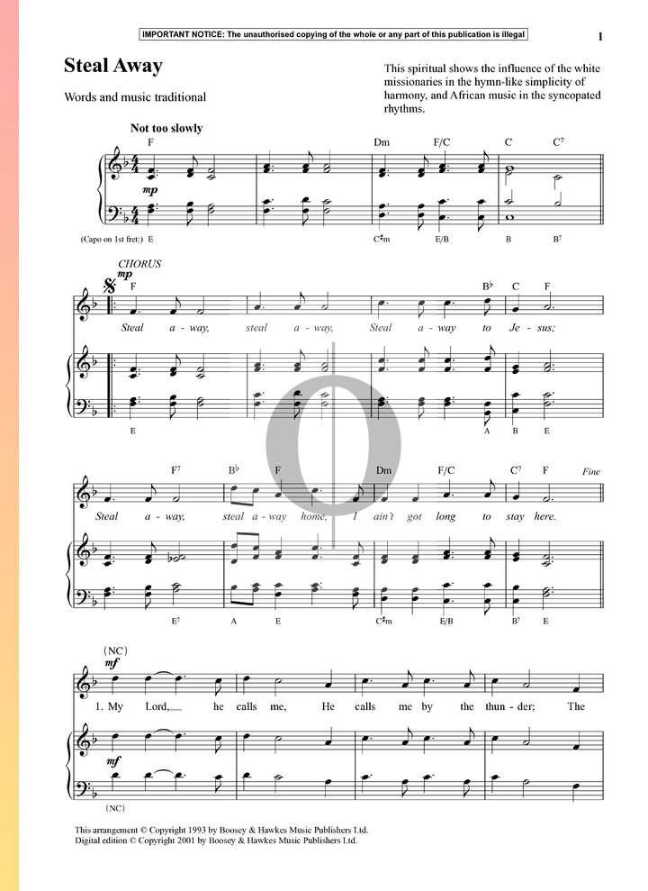 Steal Away (Anonymous) Piano Sheet Music - OKTAV