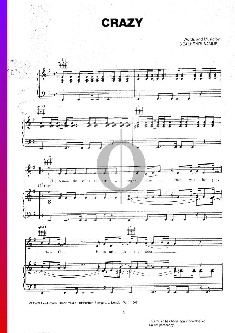 Crazy (Seal) Piano Sheet Music - OKTAV