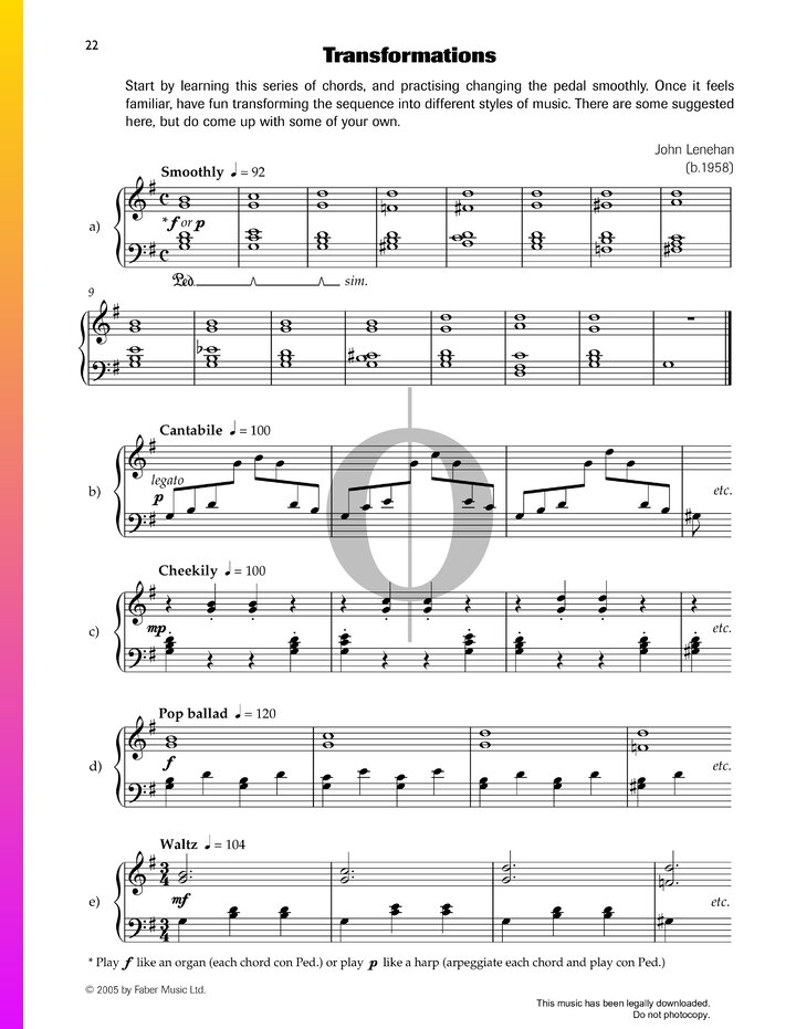 Transformations (John Lenehan) Piano Sheet Music - OKTAV