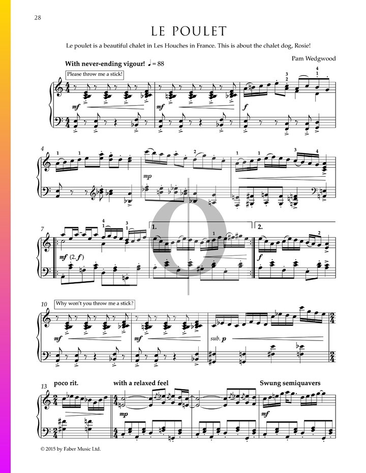 Le Poulet (Pam Wedgwood) Piano Sheet Music - OKTAV