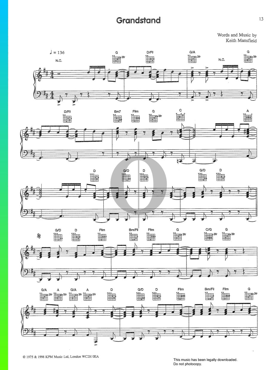 Grandstand Piano Sheet Music from Grandstand by Keith Mansfield - OKTAV