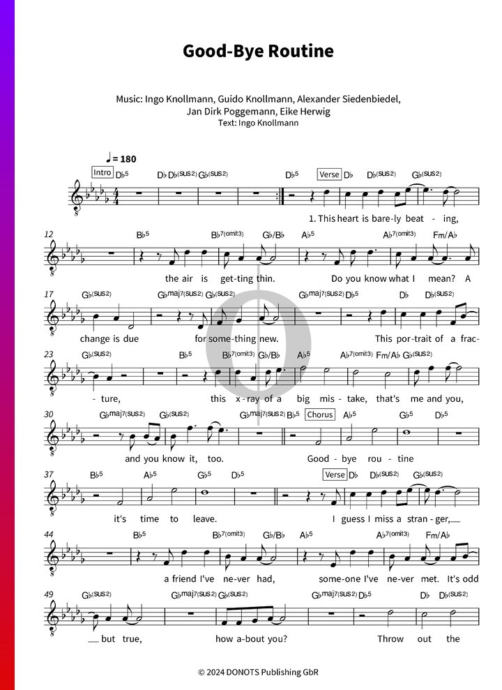 Good-Bye Routine (Donots) Piano Sheet Music - OKTAV