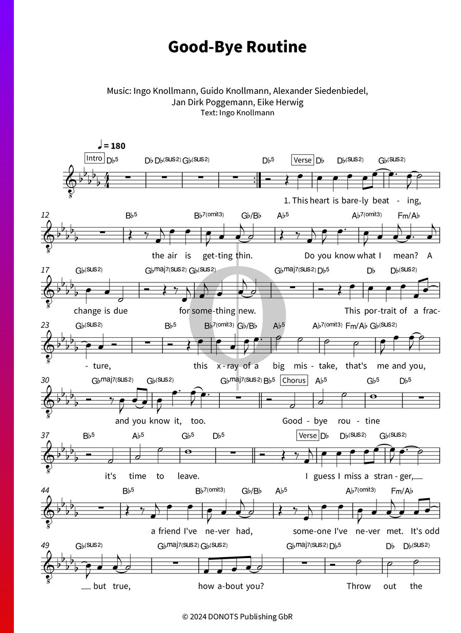 Good-Bye Routine (Donots) Piano Sheet Music - OKTAV