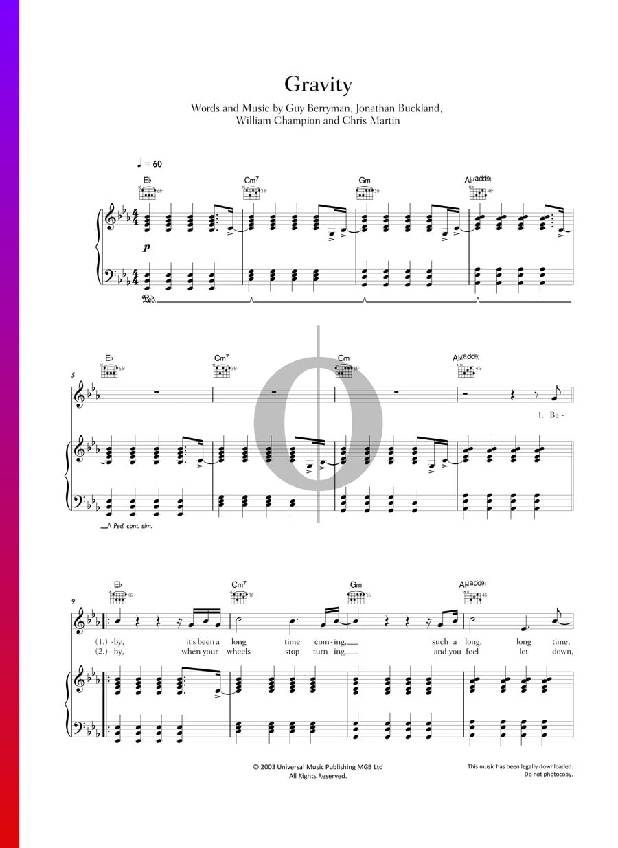 Gravity (Coldplay) Piano Sheet Music - OKTAV