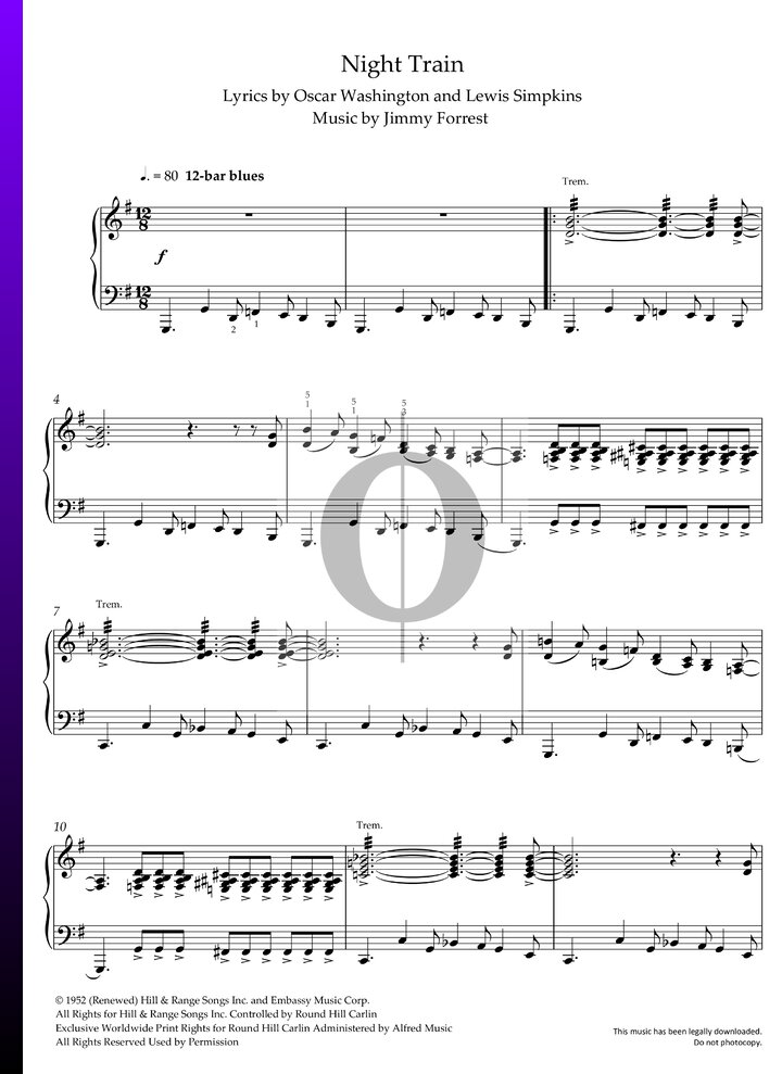 Night Train (Jimmy Forrest) Piano Sheet Music - OKTAV