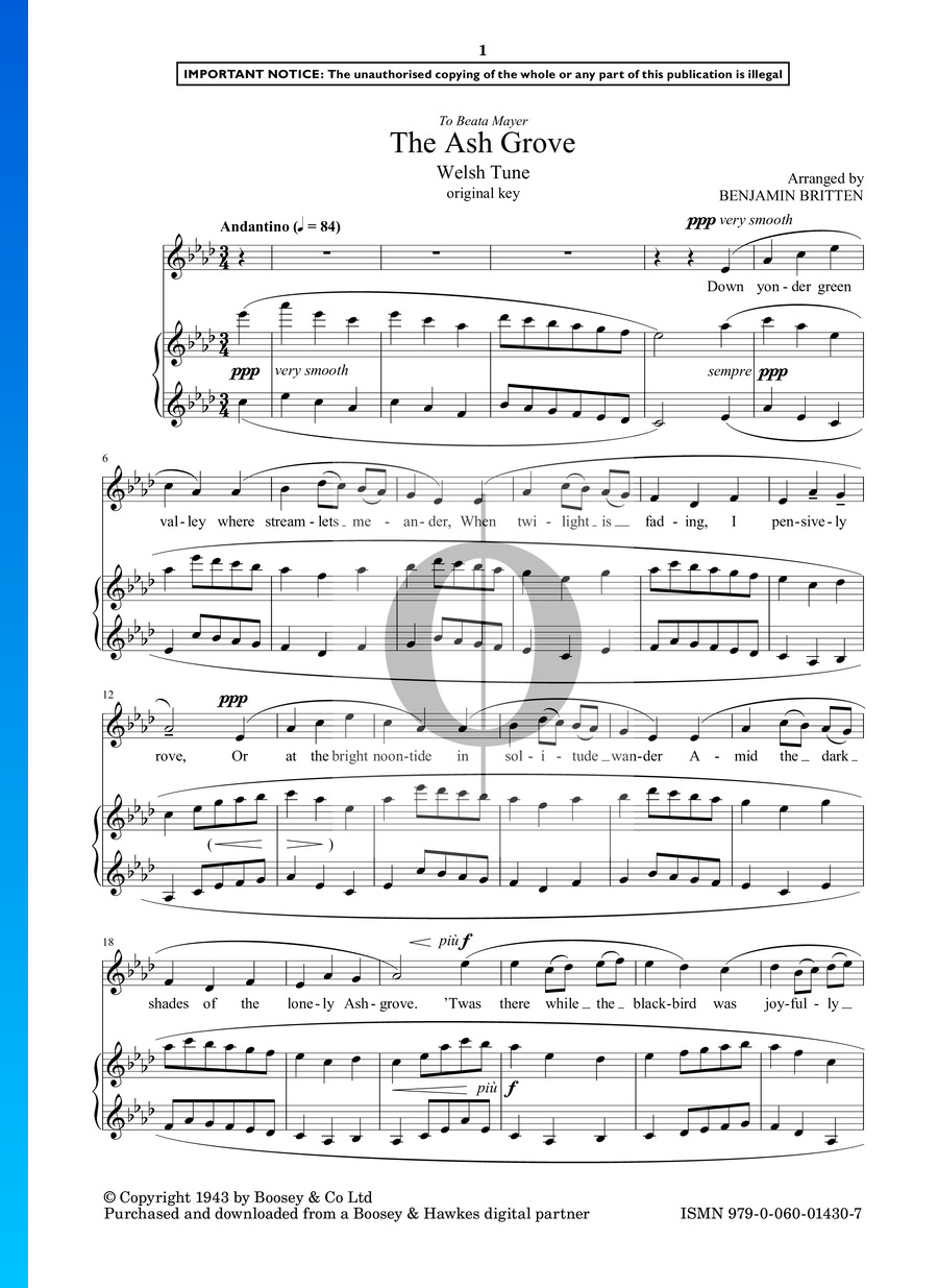 Ash Grove Piano Sheet Music at Kevin Christensen blog