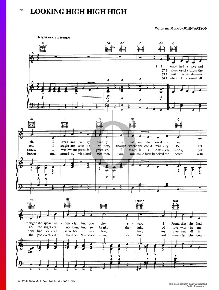 Looking High High High (Bryan Johnson) Piano Sheet Music - OKTAV