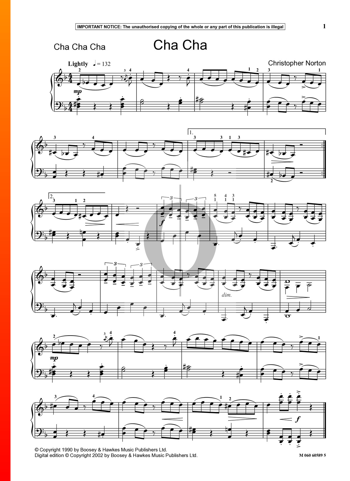 Cha Cha (Christopher Norton) Piano Sheet Music - OKTAV