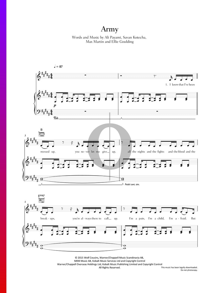 Army (Ellie Goulding) Piano Sheet Music - OKTAV